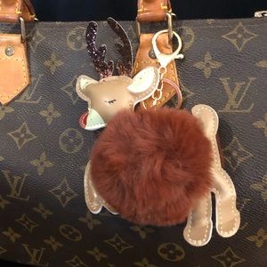Bags | Purse Rudolph Reindeer Brown Pom Gold Keychain Clip Bag Adorable ...